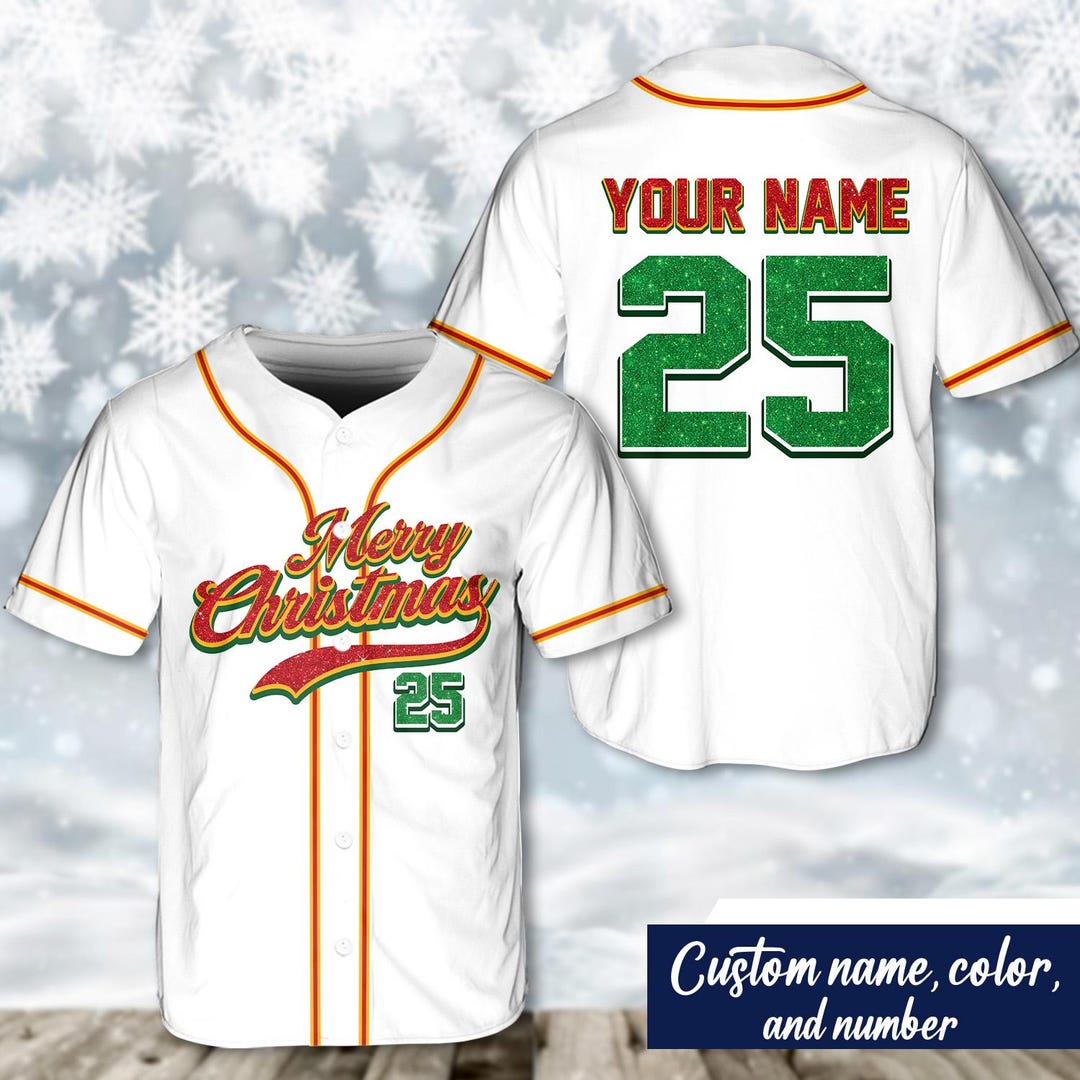 Merry Christmas Baseball Jersey, Personalized Name Number, Christmas ...