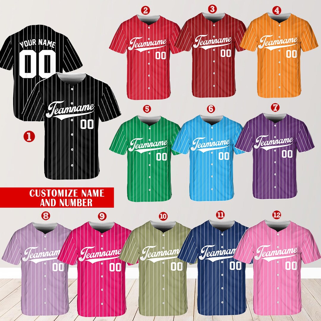 Personalized Team Name and Number Baseball Jersey, Custom Baseball ...