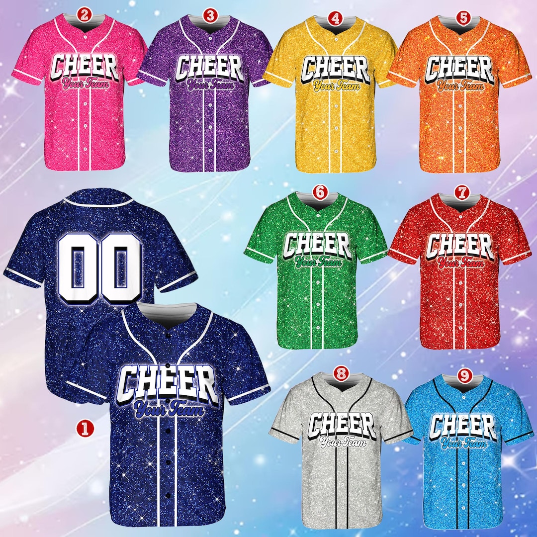 Personalized Team Name Cheer With Number Baseball Jersey, Custom ...