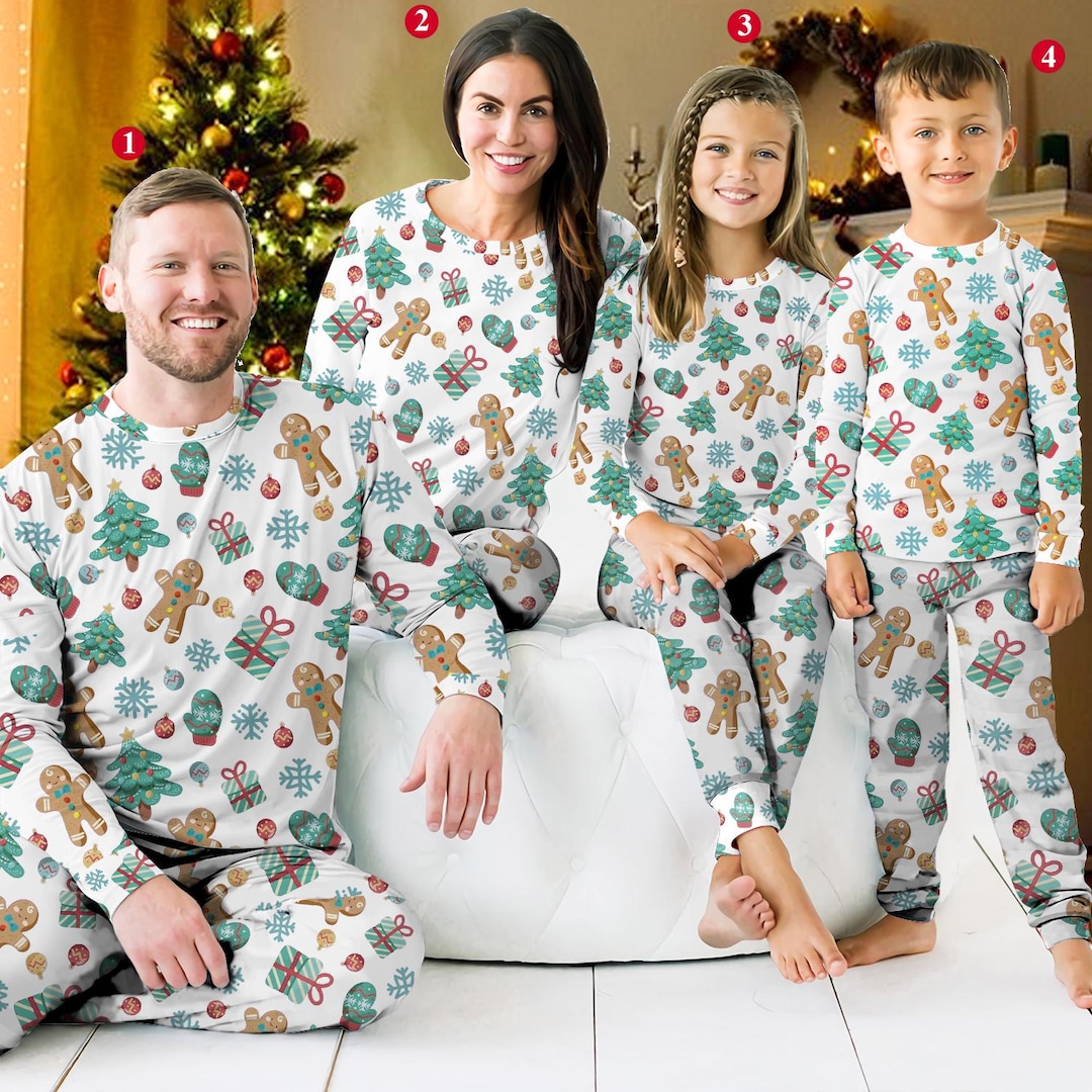 Gingerbread Family Pajamas Sets, Christmas Tree Pajama, Family ...
