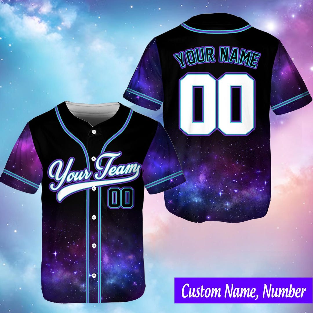 Custom Team Name and Number Baseball Jersey, Galaxy Jersey ...