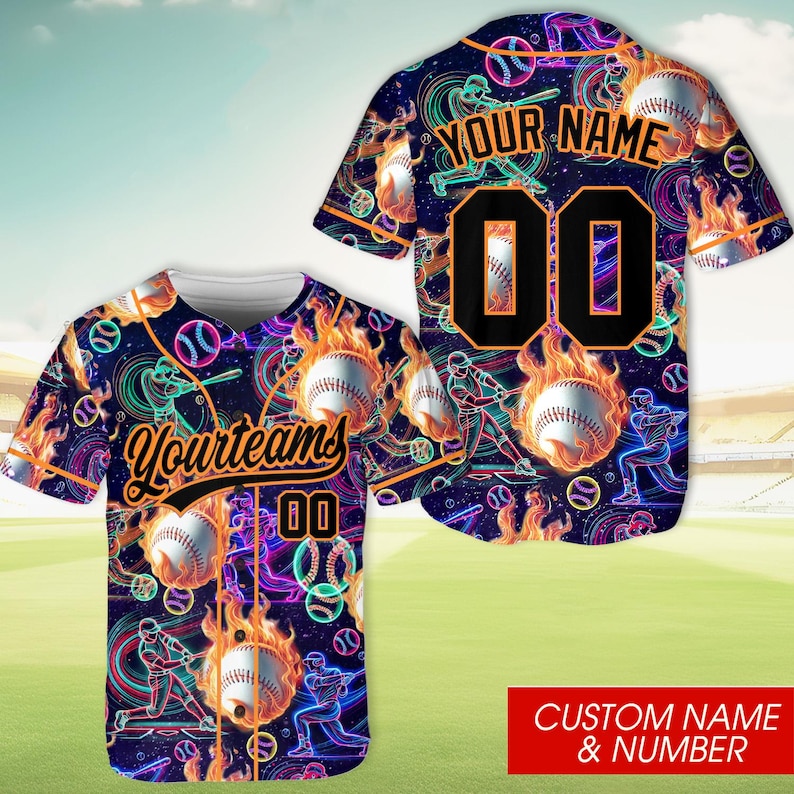 Custom Name and Number Baseball Jersey, Neon Baseball Jersey ...
