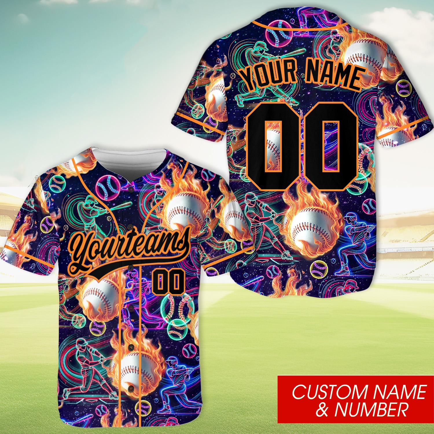 Custom Name and Number Baseball Jersey, Neon Baseball Jersey ...