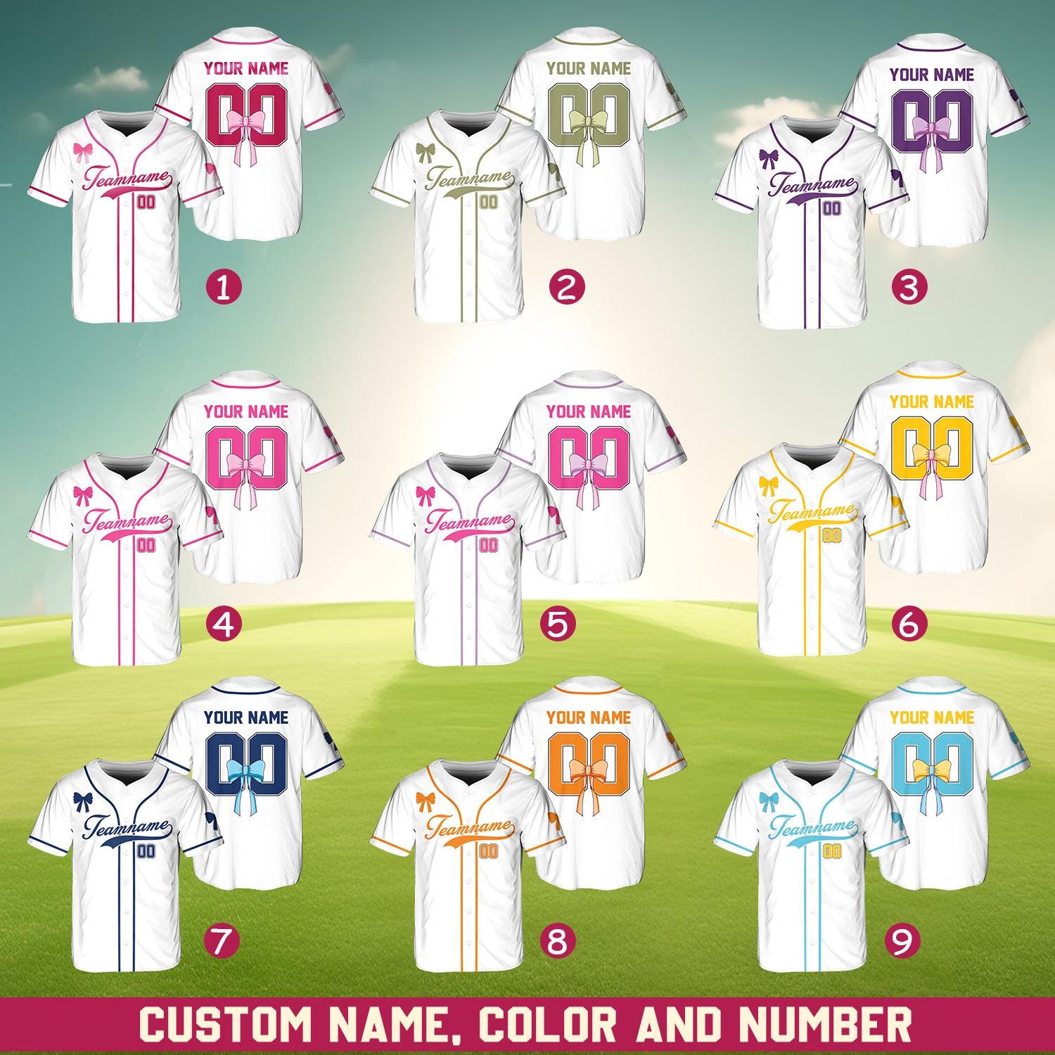 Custom Name and Number Coquette Baseball Jersey, Personalized Jersey ...