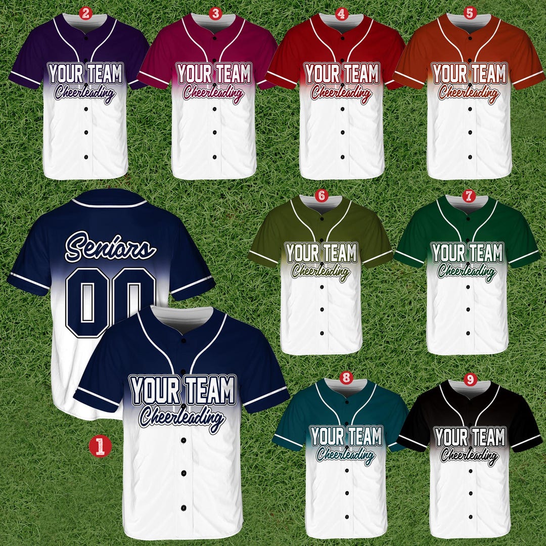 Senior 2025, Cheerleading Custom Baseball Jersey Team Name & Number ...