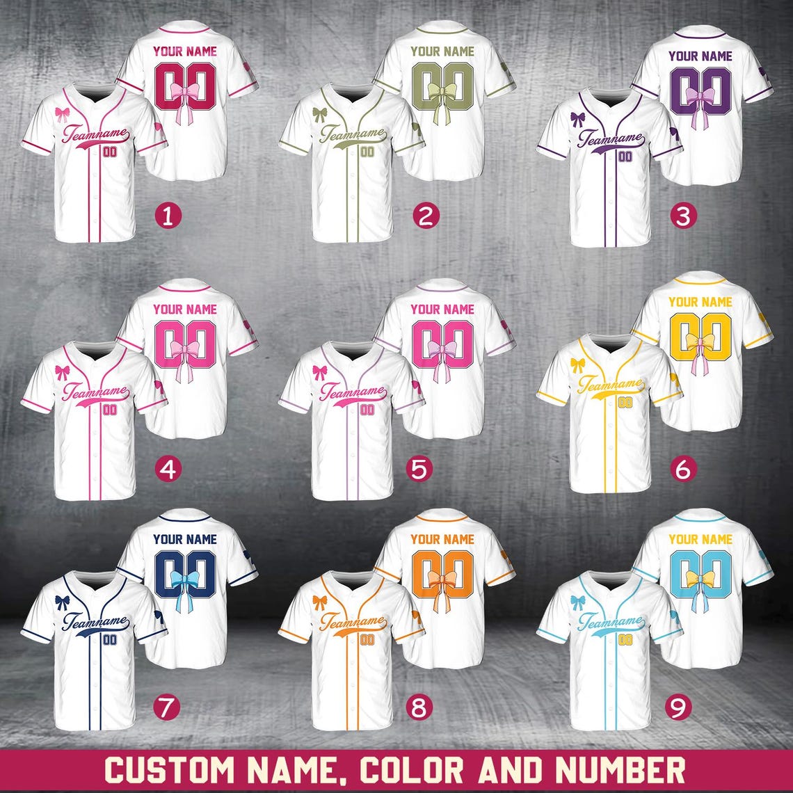 Custom Name and Number Coquette Baseball Jersey, Personalized Jersey ...