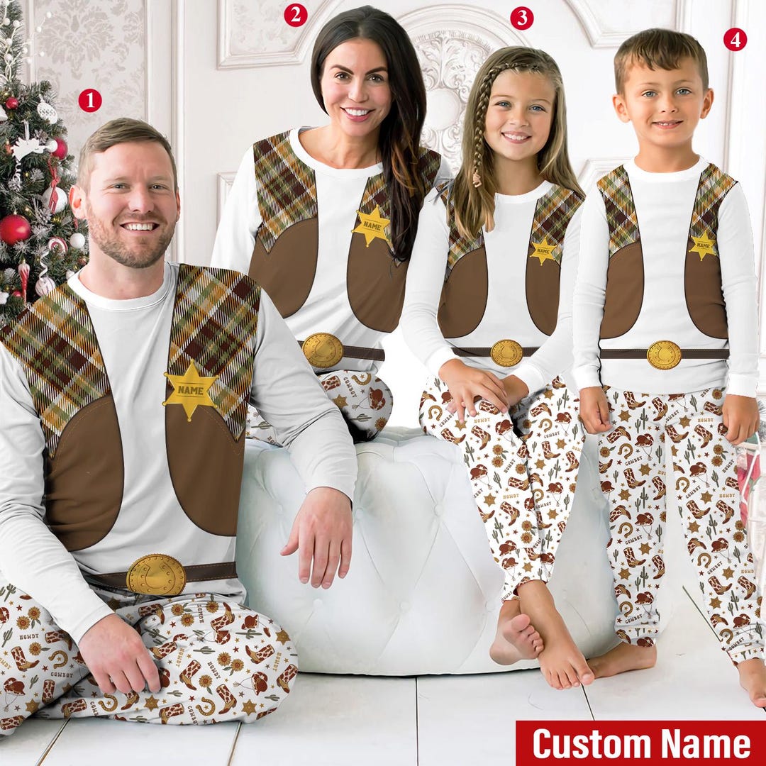 Cowboy Boots Pajamas, Western Print Pajamas, Christmas Sleepwear Set ...