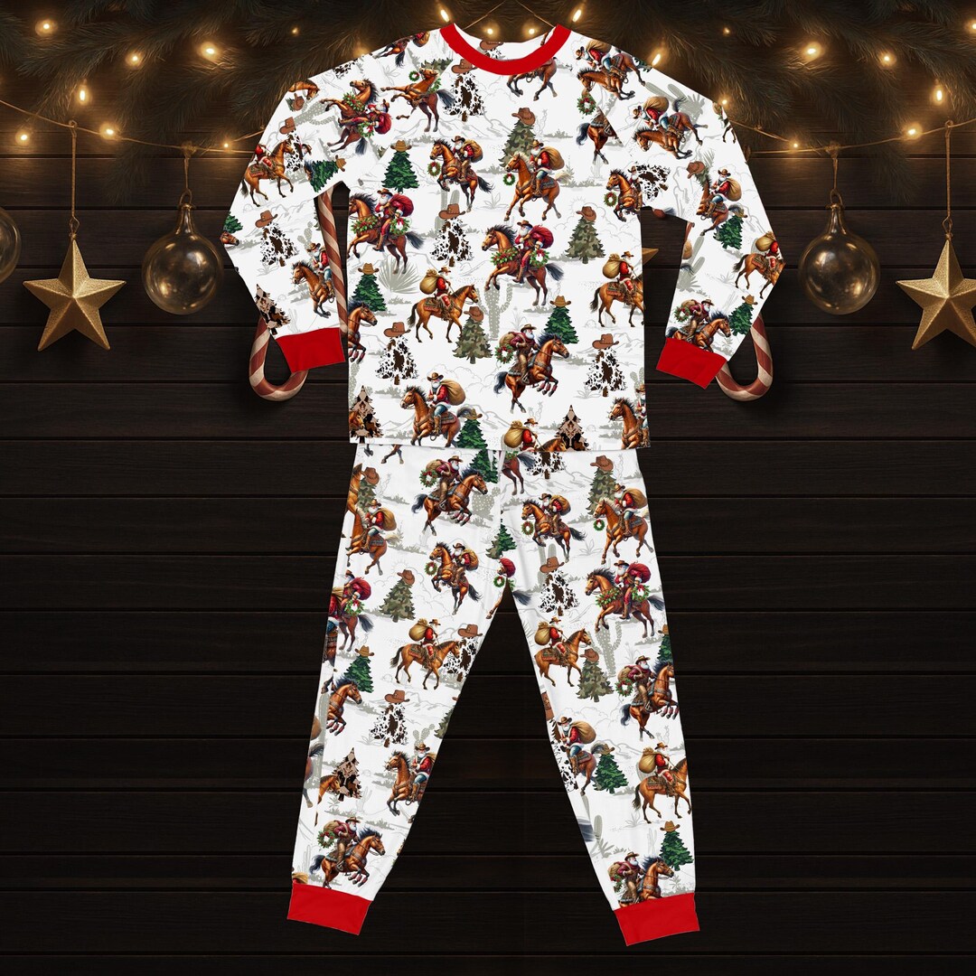 Cowboy Christmas Pajamas Set – Family Matching Holiday Pjs, Santa ...