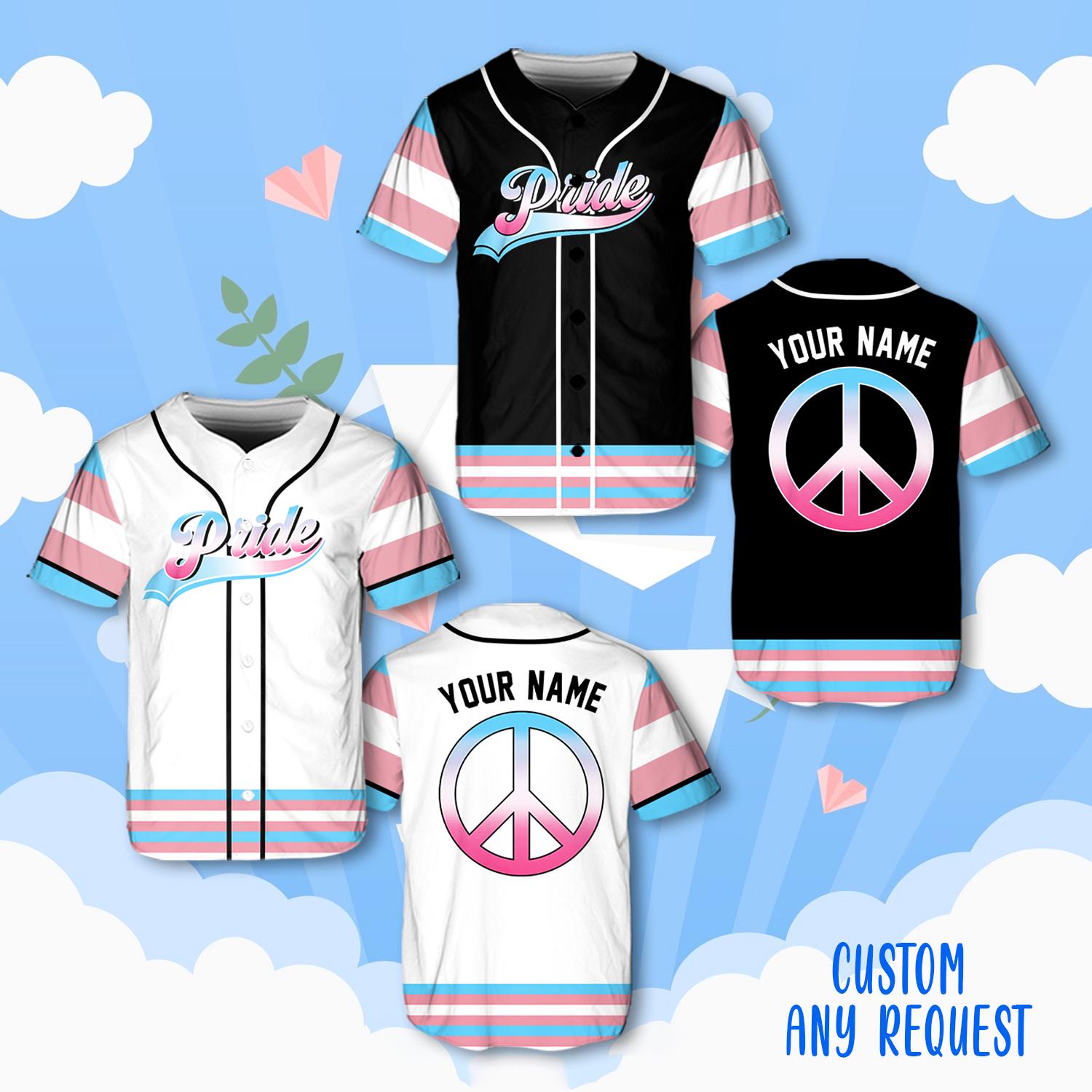Custom Trans Pride Baseball Jersey, LGBTQ+ Personalized Shirt ...