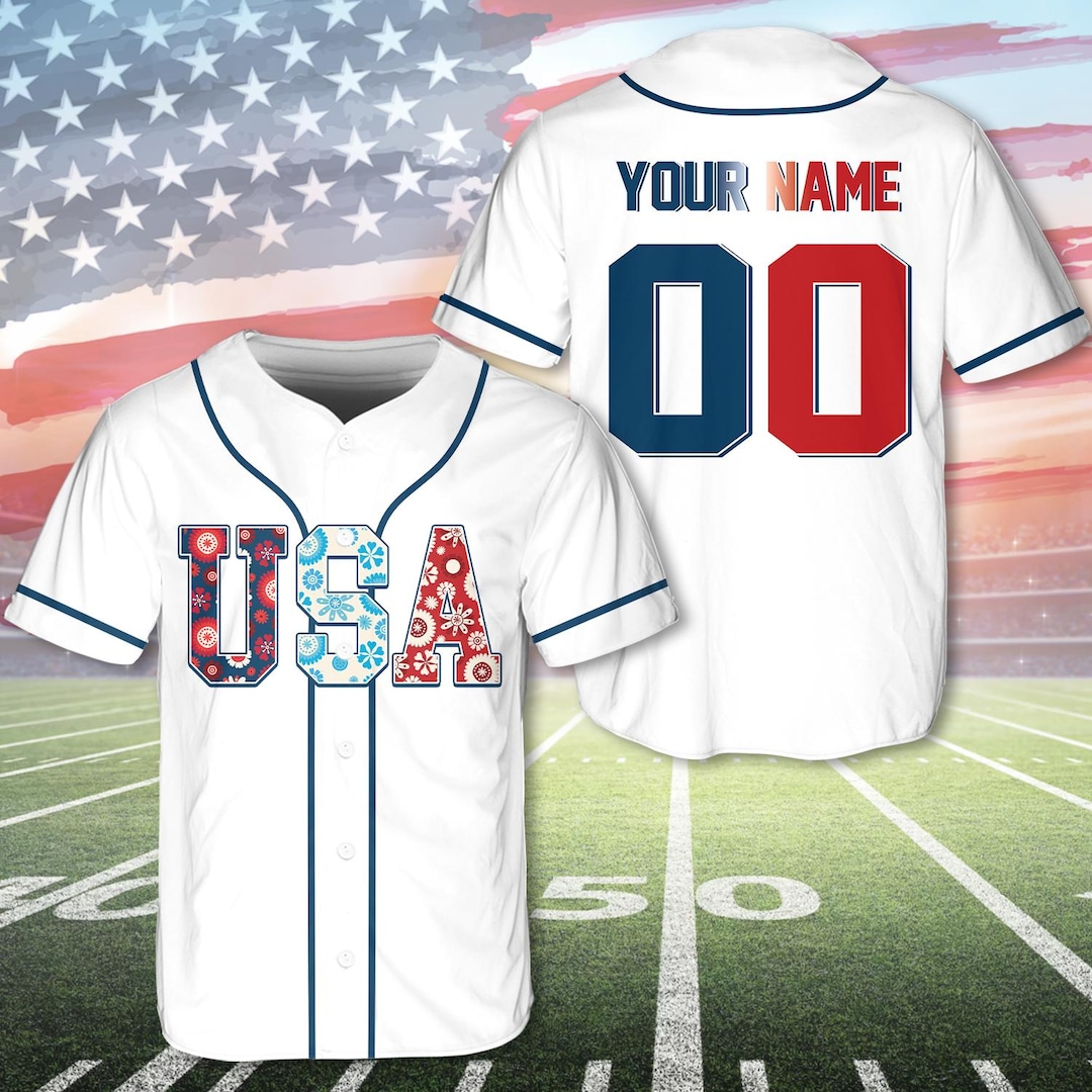 Custom USA Baseball Jersey, Personalized Team Name & Number, Patriotic ...