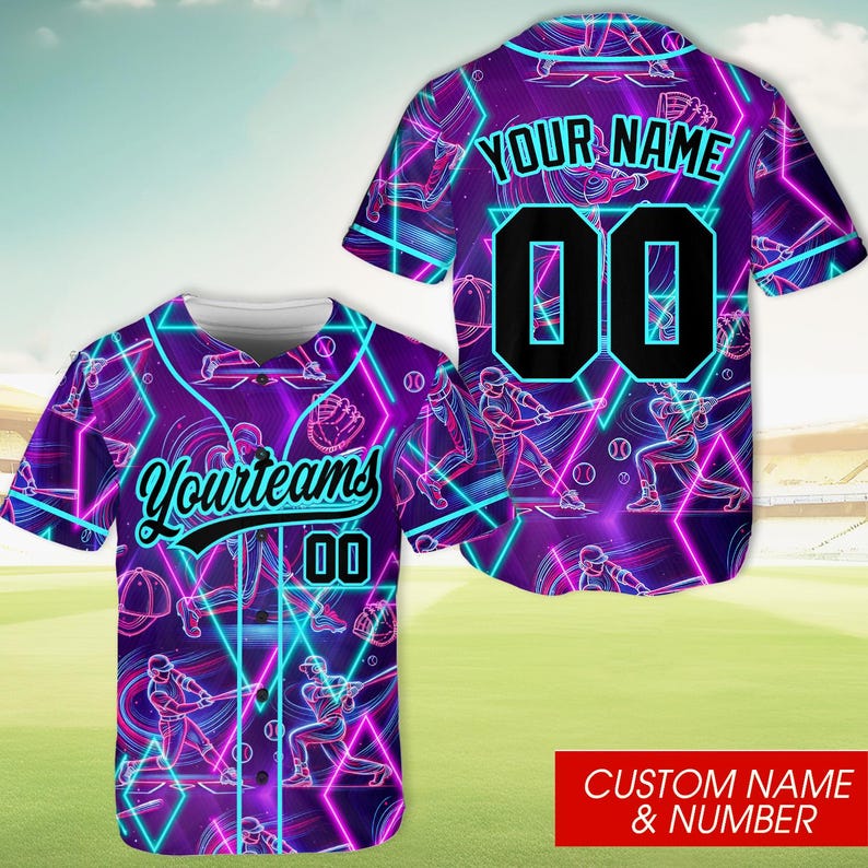 Custom Name and Number Baseball Jersey, Neon Baseball Jersey ...
