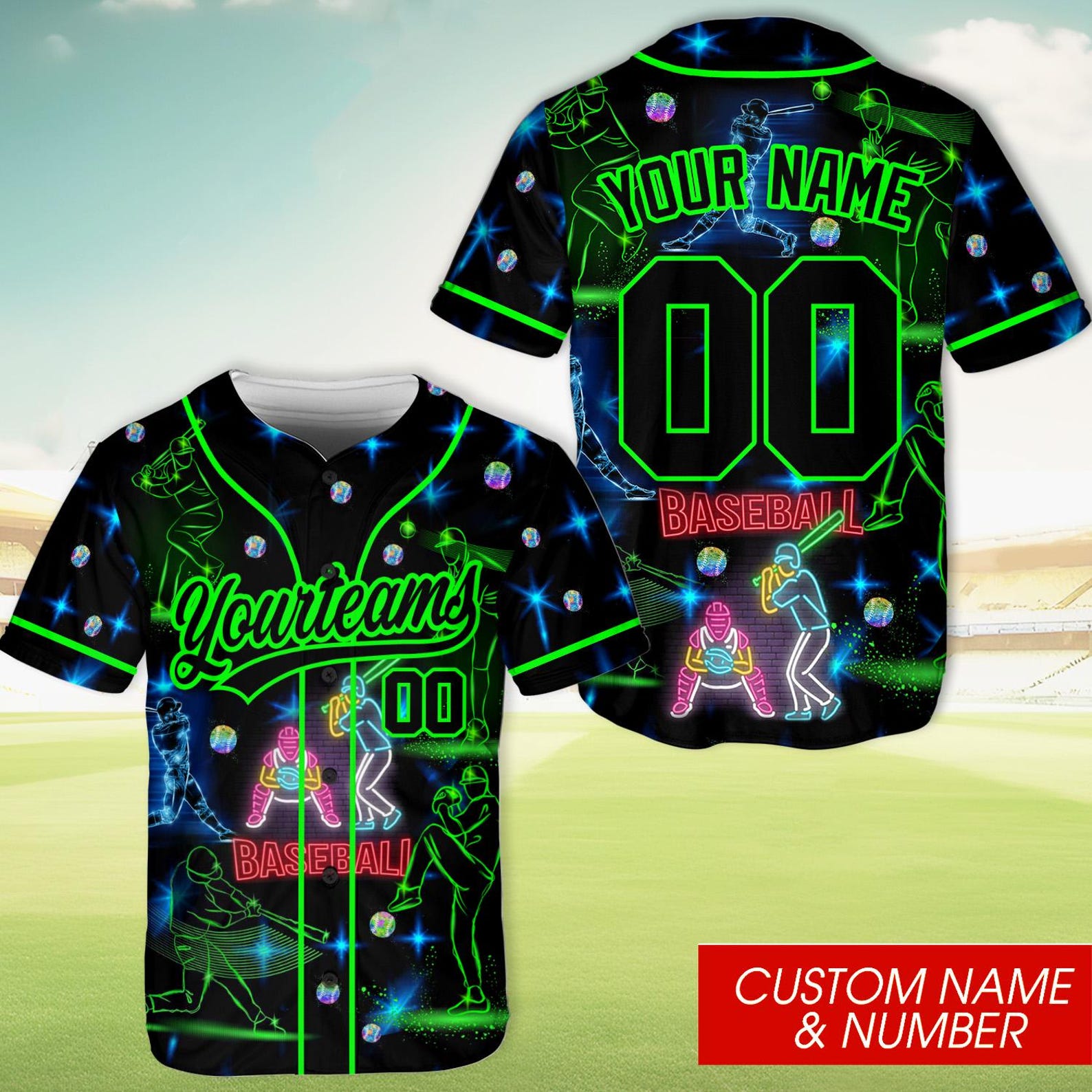 Custom Name and Number Baseball Jersey, Neon Baseball Jersey ...