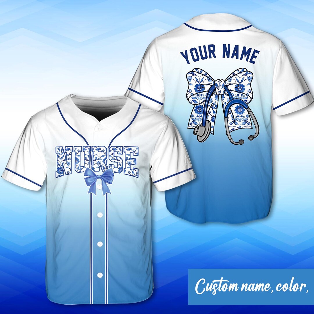 Personalized Nurse Baseball Shirt, Custom Floral Nurse Jersey, Custom ...