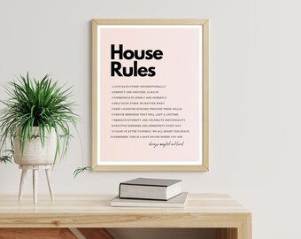 Printable HOUSE RULES, House Rules Art Print, Digital Art Print - Etsy