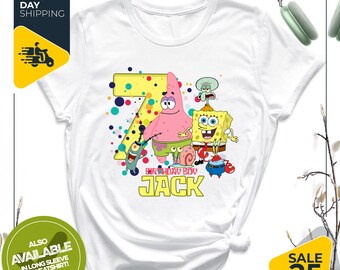 Sponge Theme Birthday Family Shirts, Custom Family T-shirt-personalized ...
