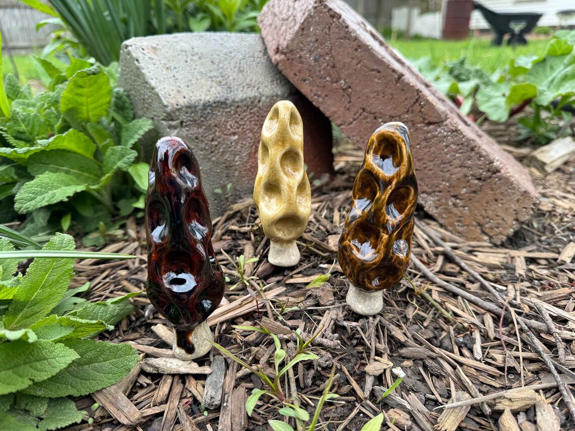 Ceramic Mushrooms: Morel Mushroom Sculptures. Garden Decor Yard Art. - Etsy