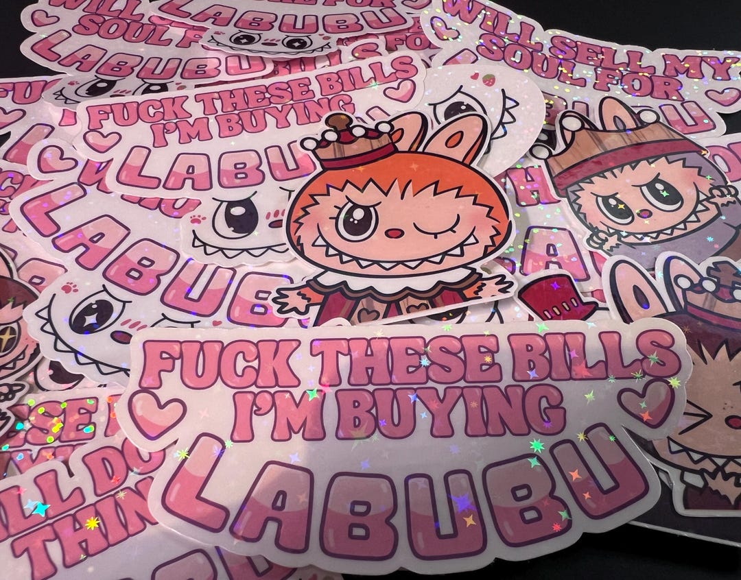 Labubu Vinyl Decal Stickers Holographic for Laptops, Water Bottles ...