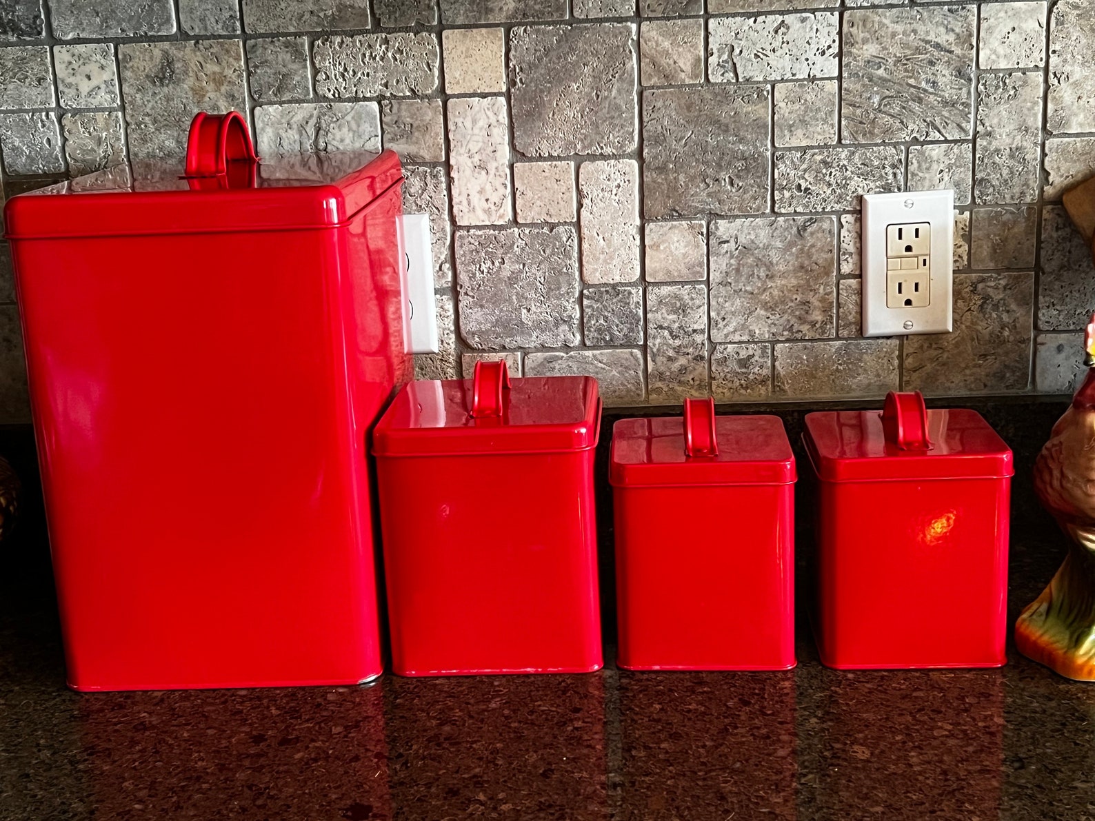 Farmhouse Red Canister Set of 4 - Etsy