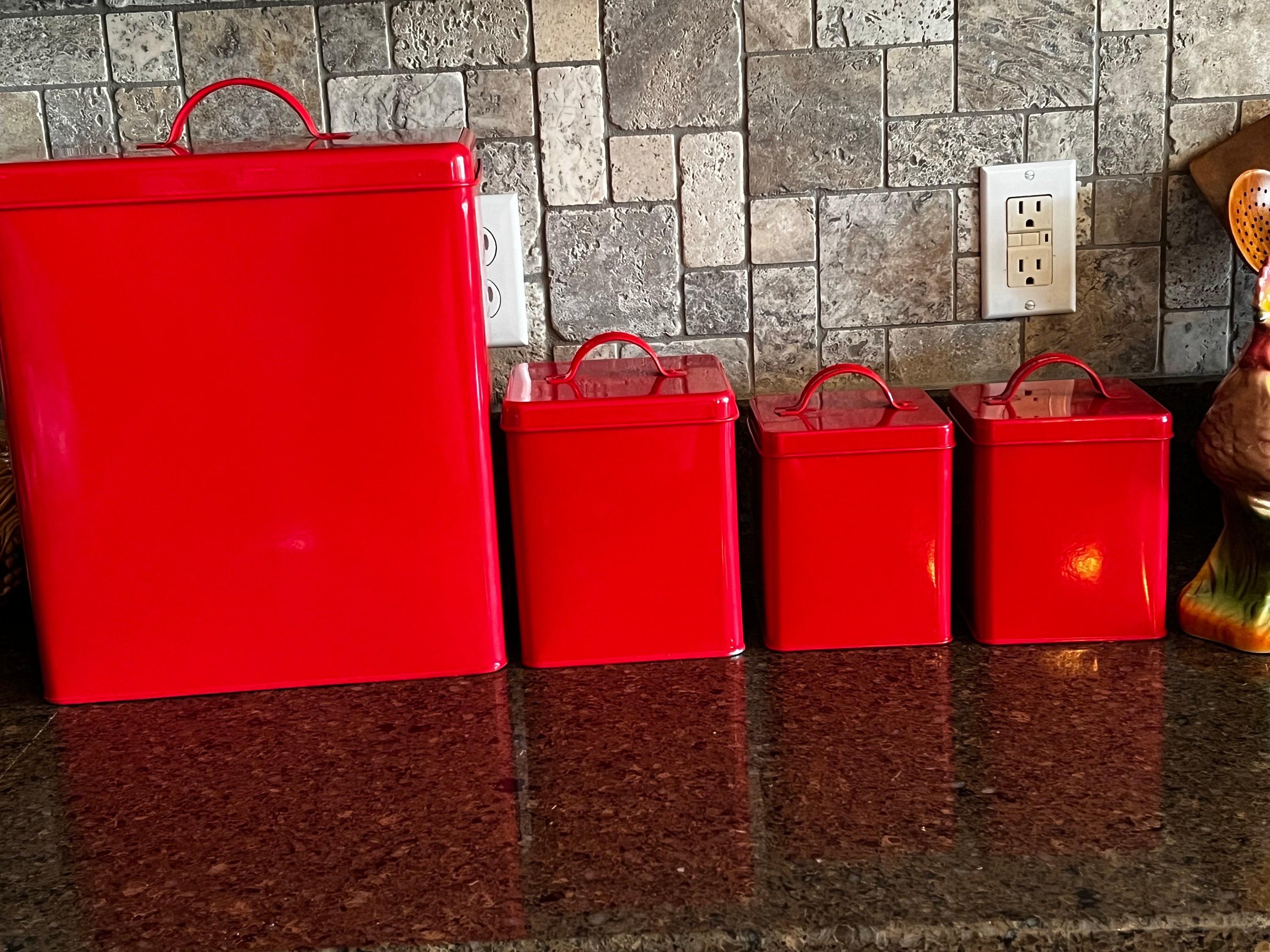 Farmhouse Red Canister Set of 4 - Etsy
