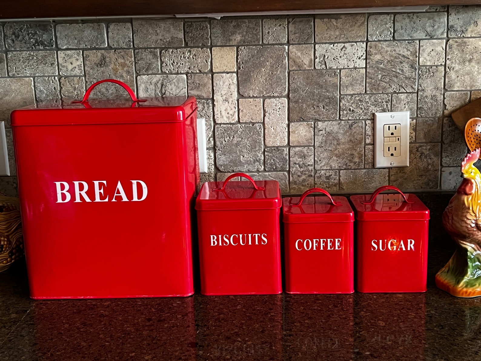 Farmhouse Red Canister Set of 4 - Etsy