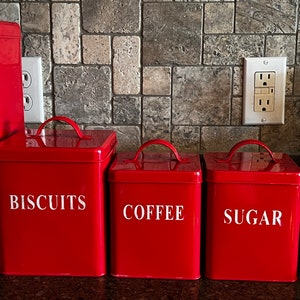 Farmhouse Red Canister Set of 4 - Etsy