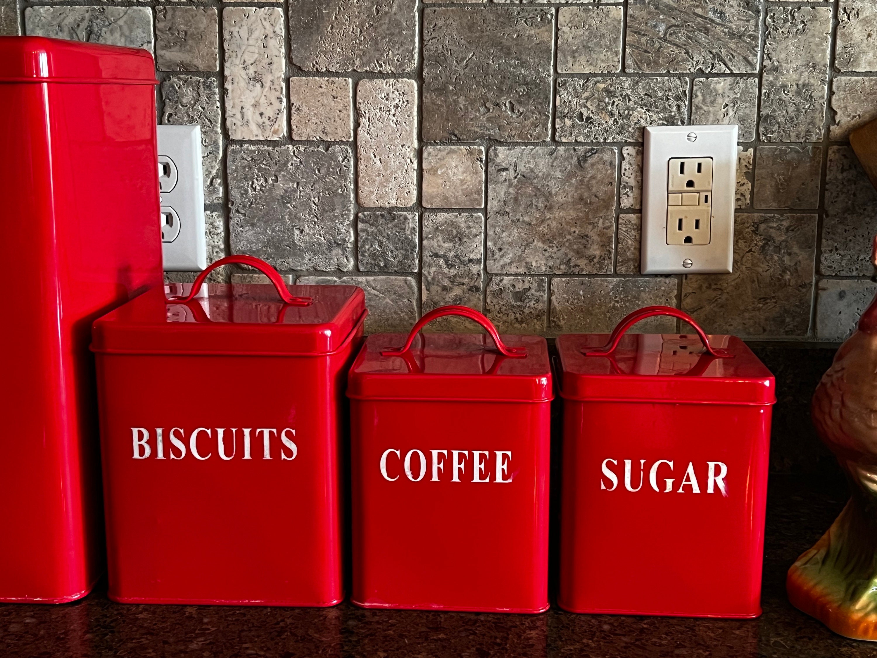 Farmhouse Red Canister Set of 4 - Etsy