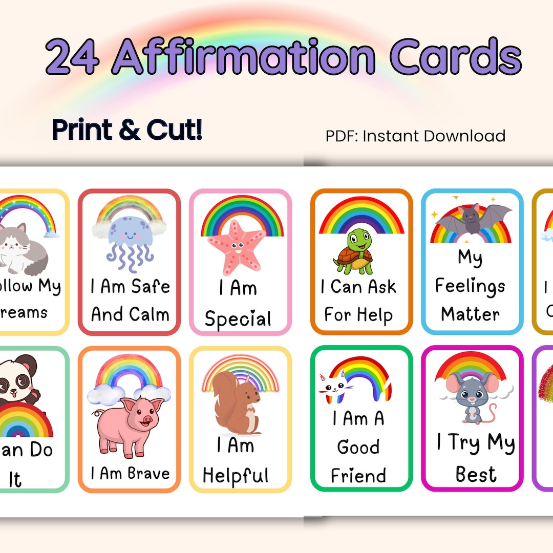 Back to School Daily Affirmation Cards for Kids, First Day of School ...
