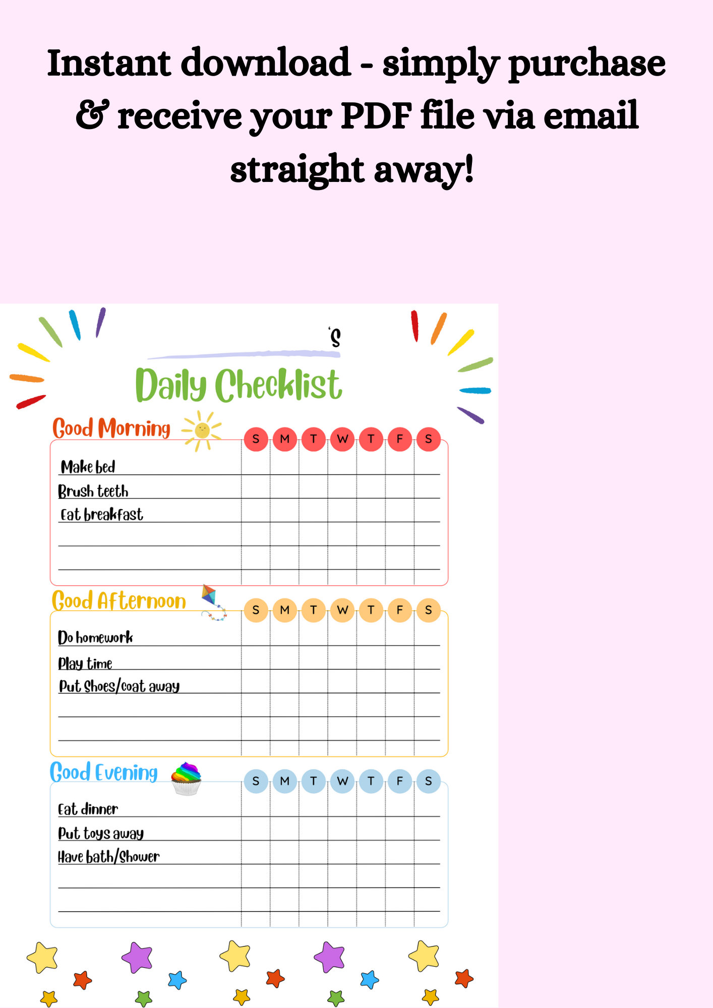 Editable Kids Daily Chore Chart - Etsy