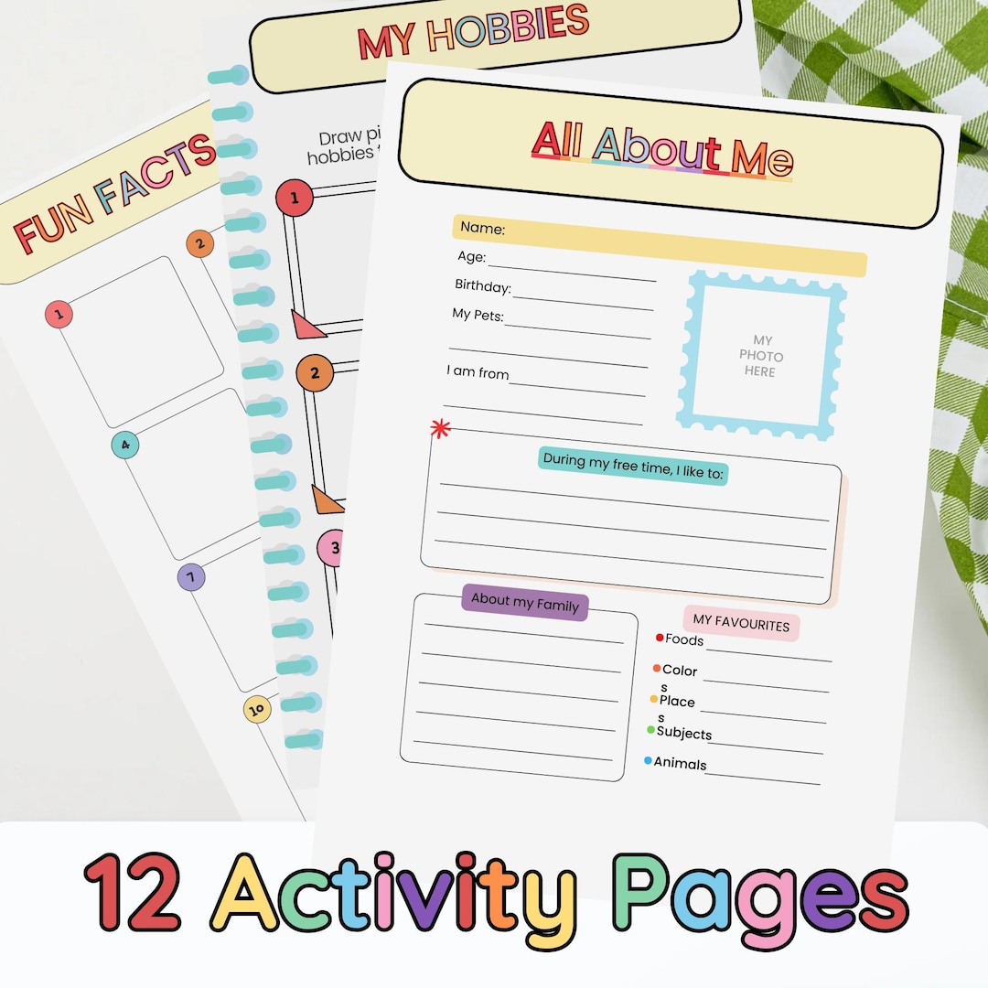 Printable Activty Set for Kids, All About Me Worksheets for Rainy Day ...