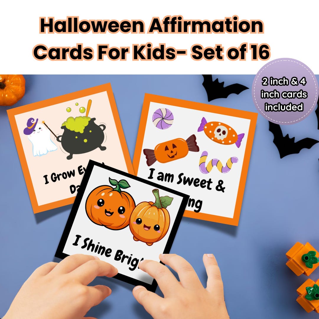 Printable Daily Halloween Affirmation Cards for Kids, Trick or Treat ...