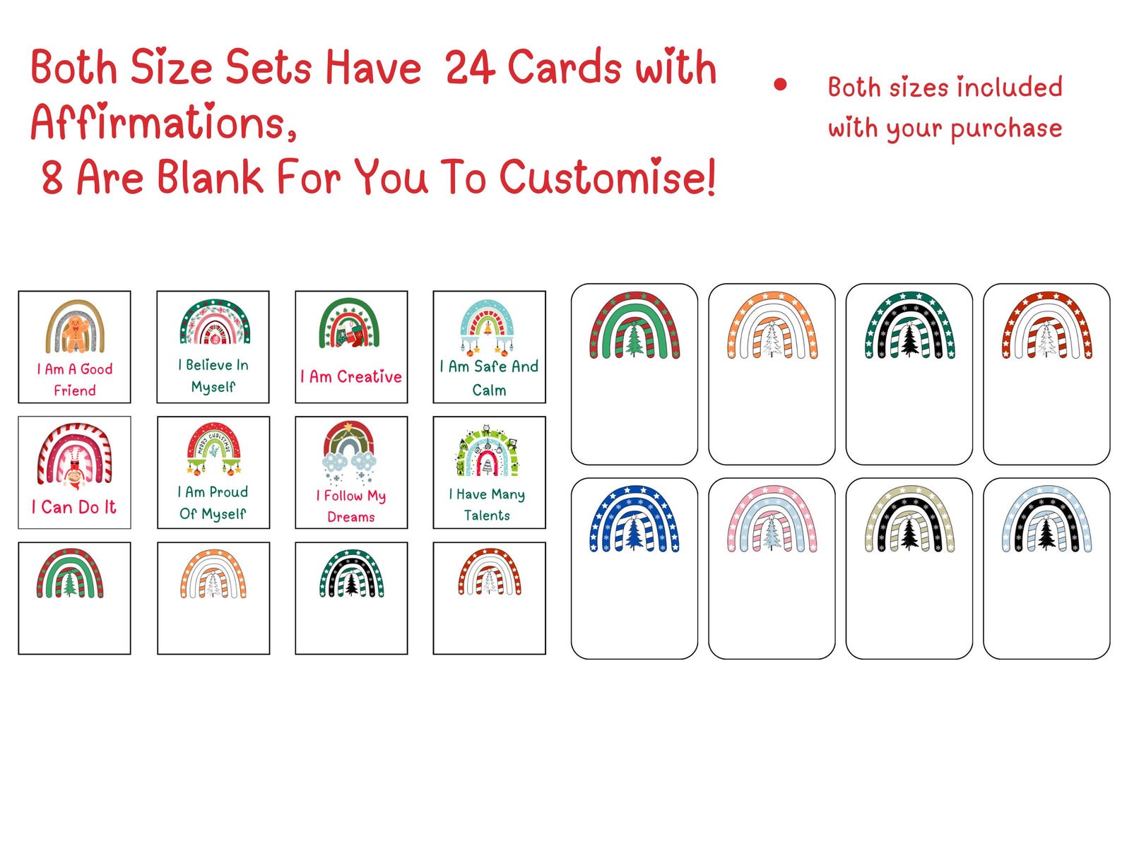 Printable Christmas Gratitude Cards- Daily Affirmation Cards, Anxiety ...