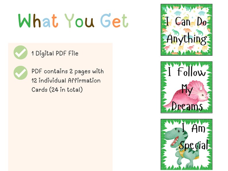 Printable Affirmation Cards for Kids Dinosaur Themed, Self Esteem ...