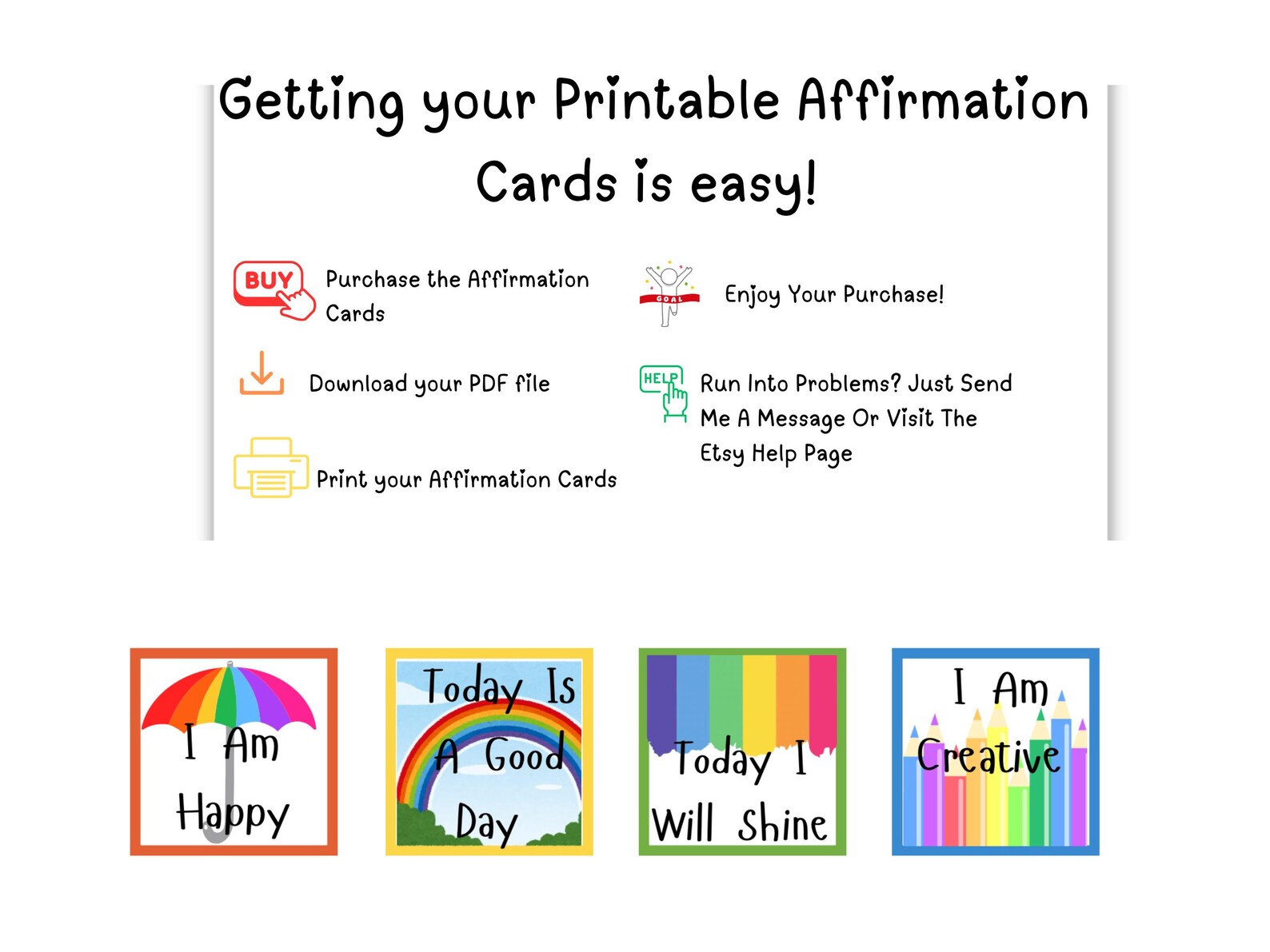 Printable Rainbow Affirmation Cards for Kids - Etsy