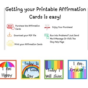 Printable Rainbow Affirmation Cards for Kids - Etsy