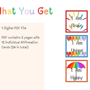 Printable Rainbow Affirmation Cards for Kids - Etsy