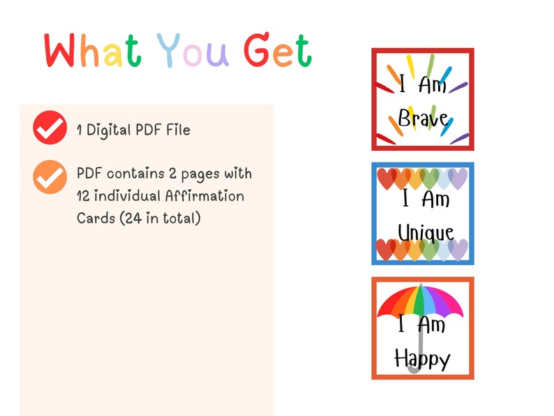 Printable Rainbow Affirmation Cards for Kids - Etsy
