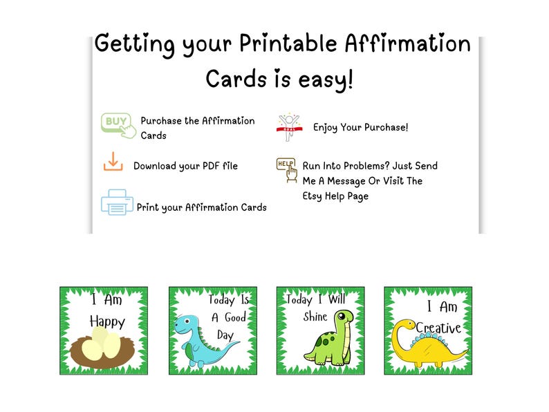 Printable Affirmation Cards for Kids Dinosaur Themed, Self Esteem ...