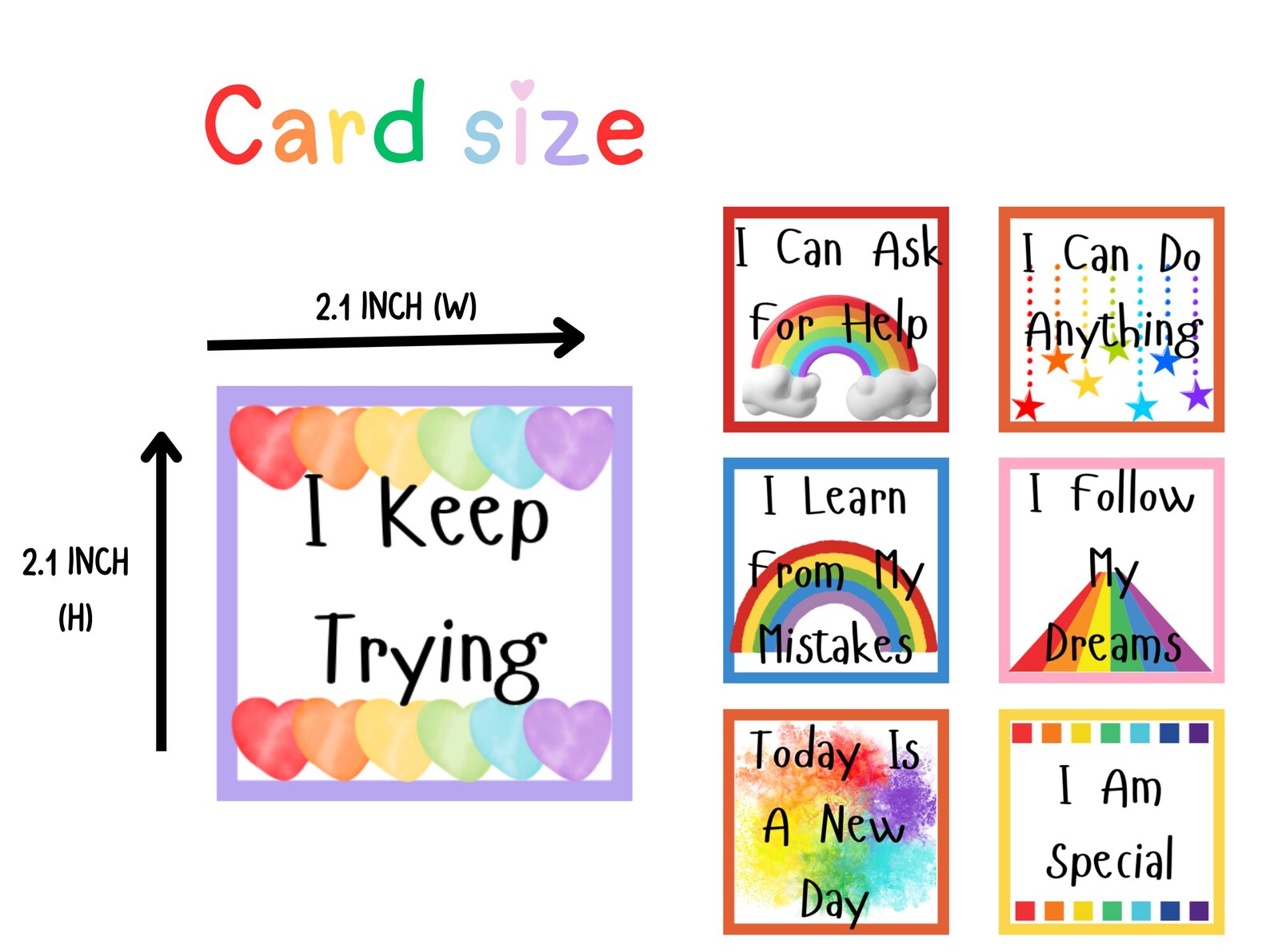 Printable Rainbow Affirmation Cards for Kids - Etsy