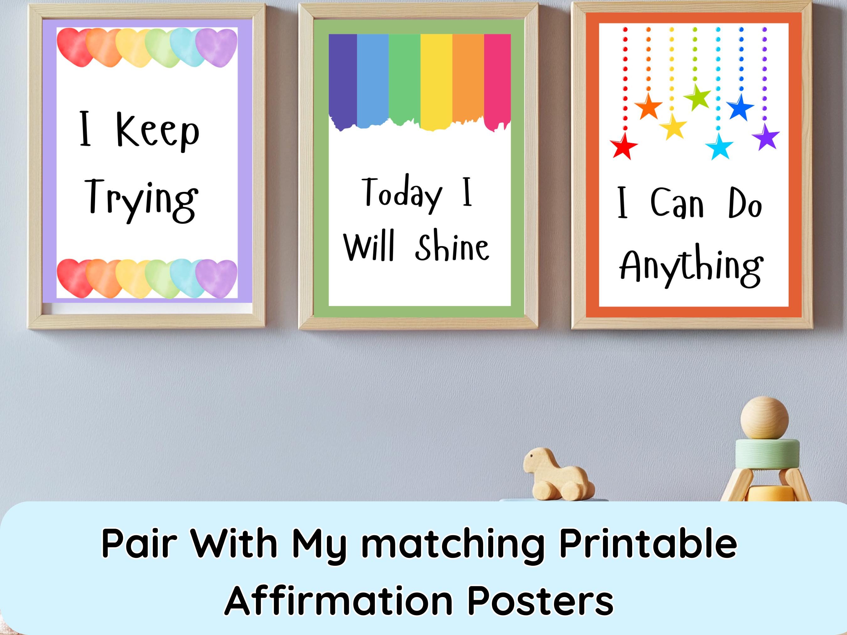 Printable Rainbow Affirmation Cards for Kids - Etsy