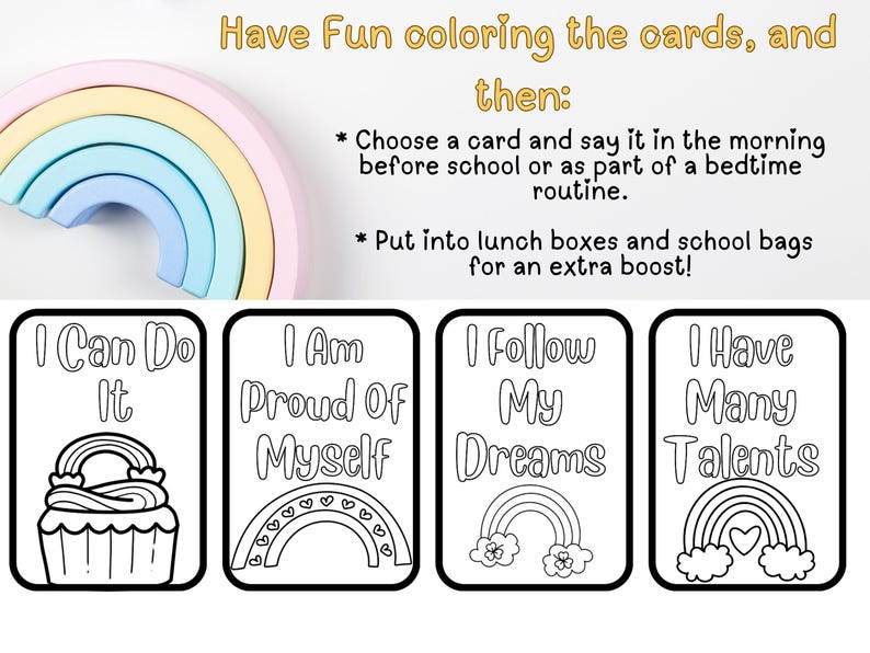 Printable Coloring Affirmation Cards for Kids Coloring Activity for ...