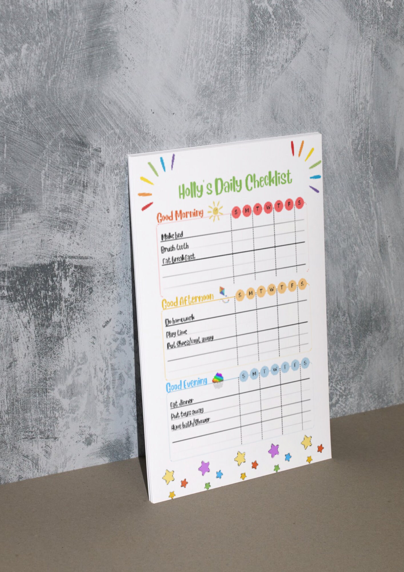 Editable Kids Daily Chore Chart - Etsy