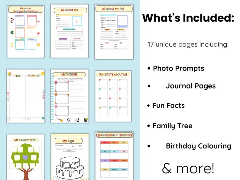 Printable All About Me Journal: Summer Activity, Memory Book (PDF) - Etsy