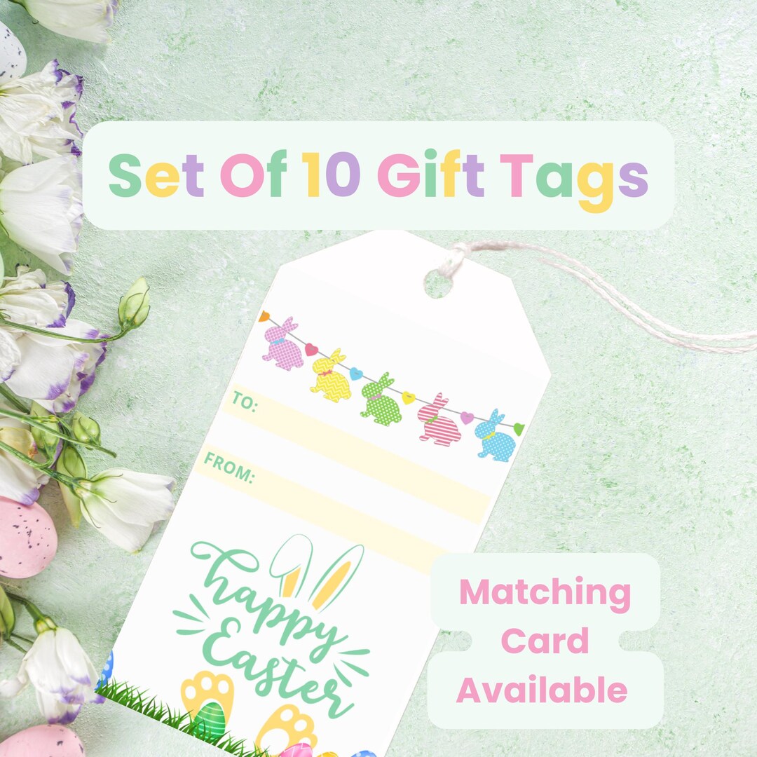 Printable Easter Bunny & Basket Gift Tags | Easter Gift Tag Download ...