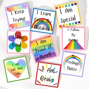 Printable Rainbow Affirmation Cards for Kids - Etsy