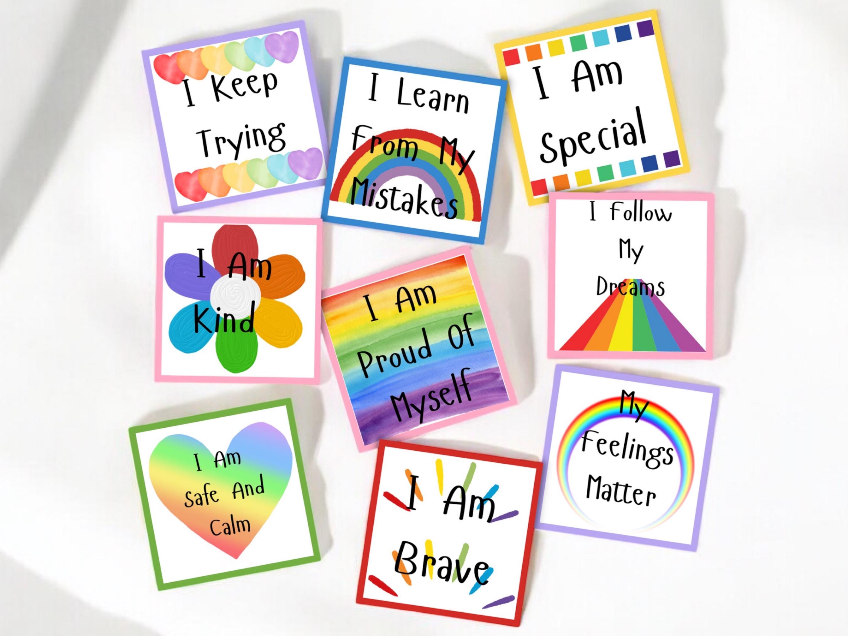 Printable Rainbow Affirmation Cards for Kids - Etsy