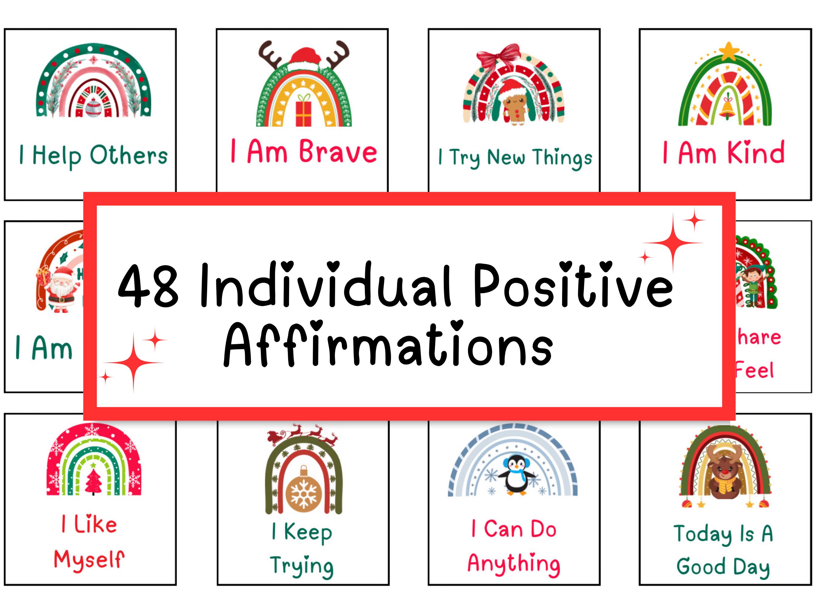 Printable Christmas Gratitude Cards- Daily Affirmation Cards, Anxiety ...