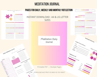 Meditation Journal Template, Meditation Journal Canva Templates ...
