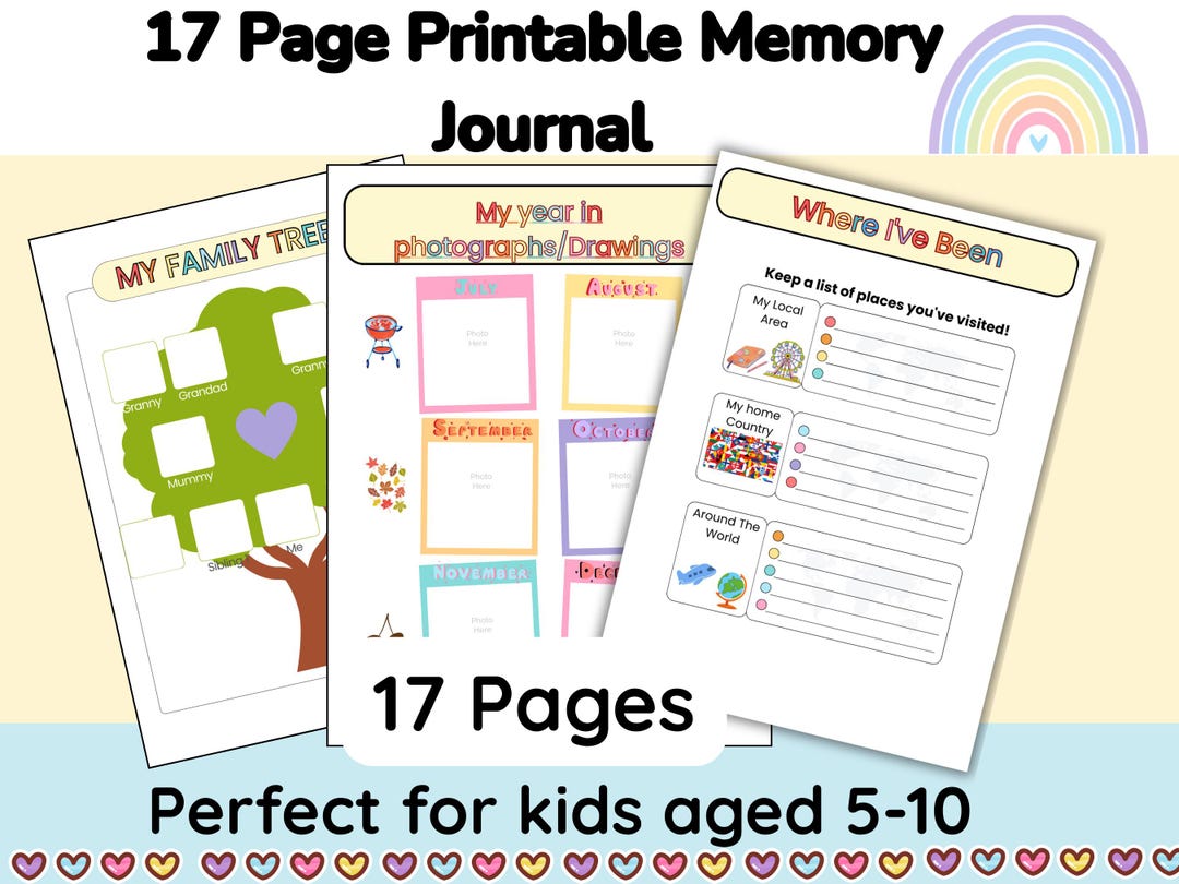 Printable All About Me Journal: Summer Activity, Memory Book (PDF) - Etsy