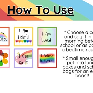 Printable Rainbow Affirmation Cards for Kids - Etsy