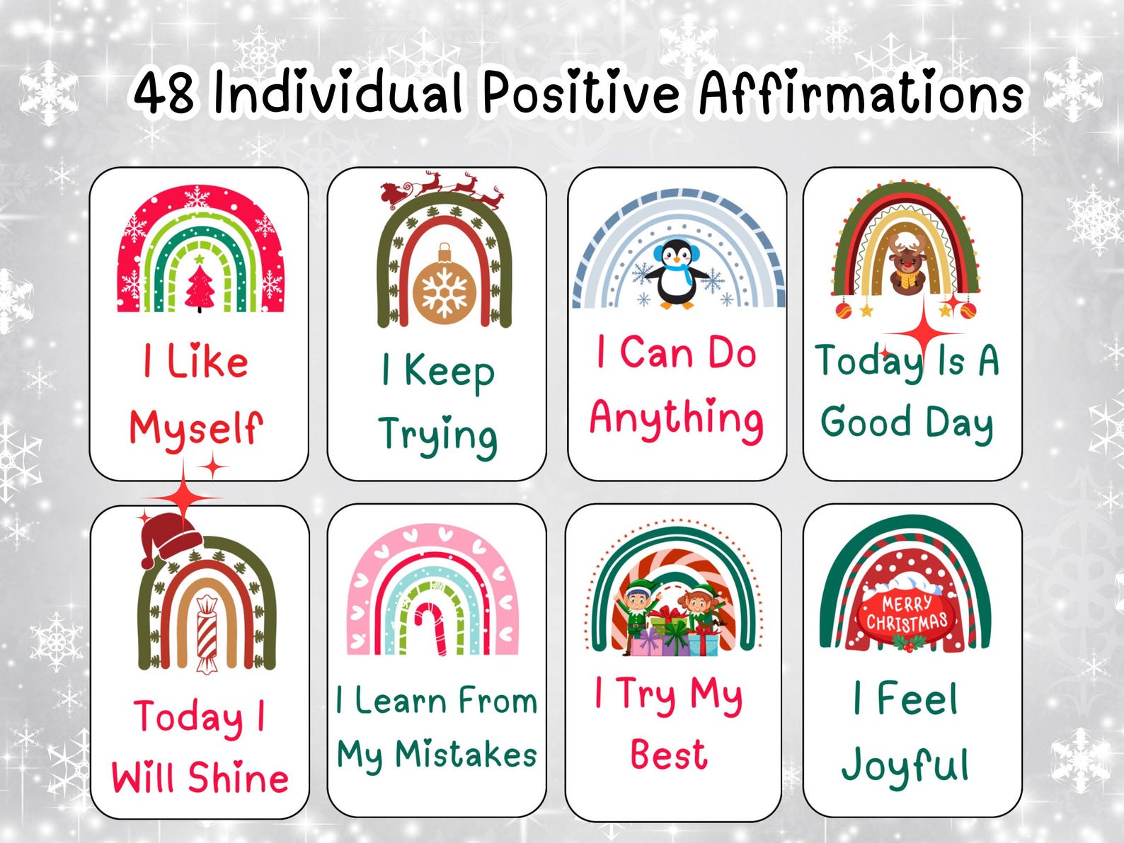 Printable Christmas Affirmation Cards Daily Affirmations, Stress Relief ...